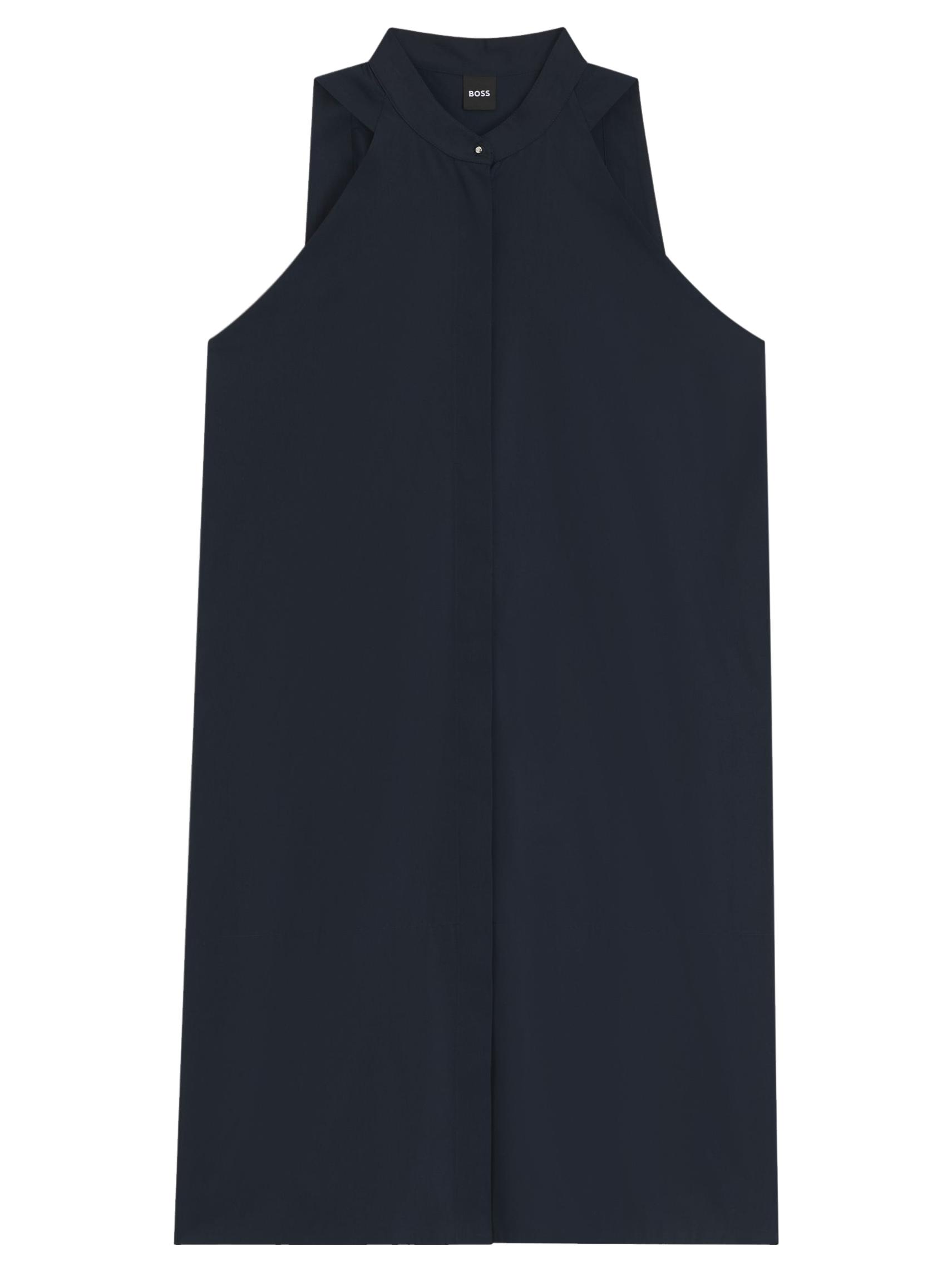 BOSS BOSS Sleeveless Cotton Poplin Relaxed Fit Dress with Stand Collar